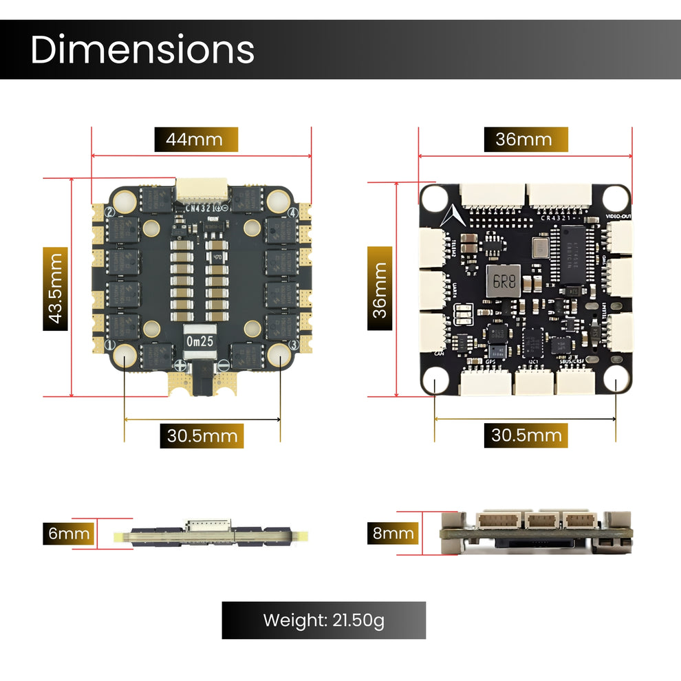 AERO SELFIE H743 Flight Controller Stack | 30x30 45A 4in1 ESC ...